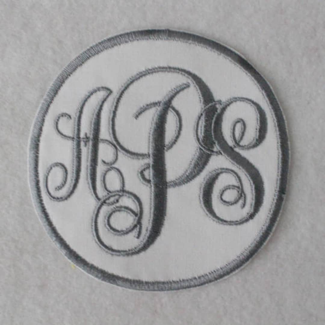 Round Monogram Patch, Personalized Patch, Interlocking Monogram, Fabric ...