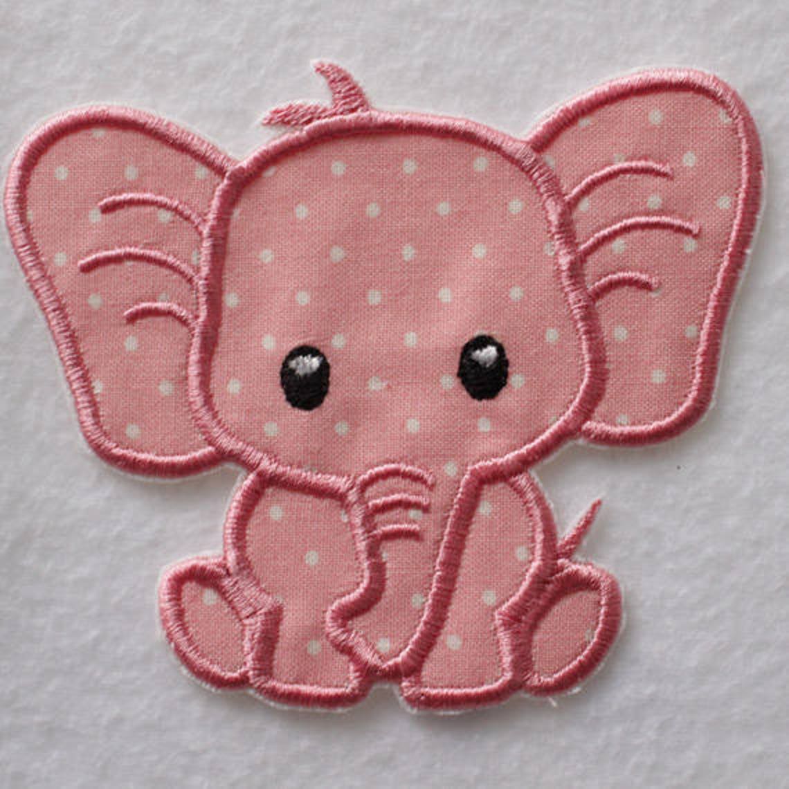Little Baby Elephant Patch, Pink or Blue Elephant Applique, Embroidered ...