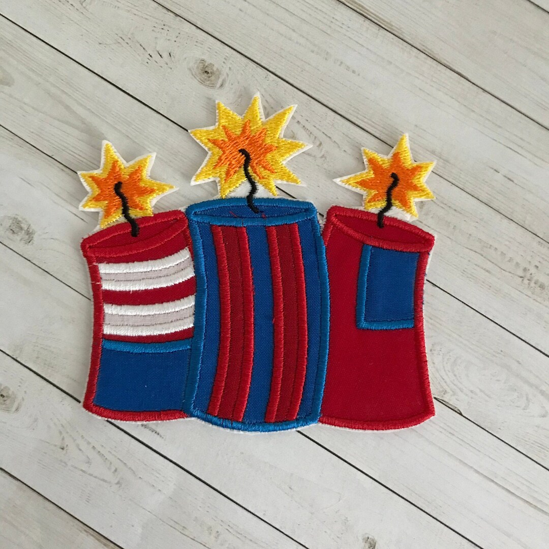 Firecracker Patch, 4th of July, Iron on Patch, Patriotic, Americana ...