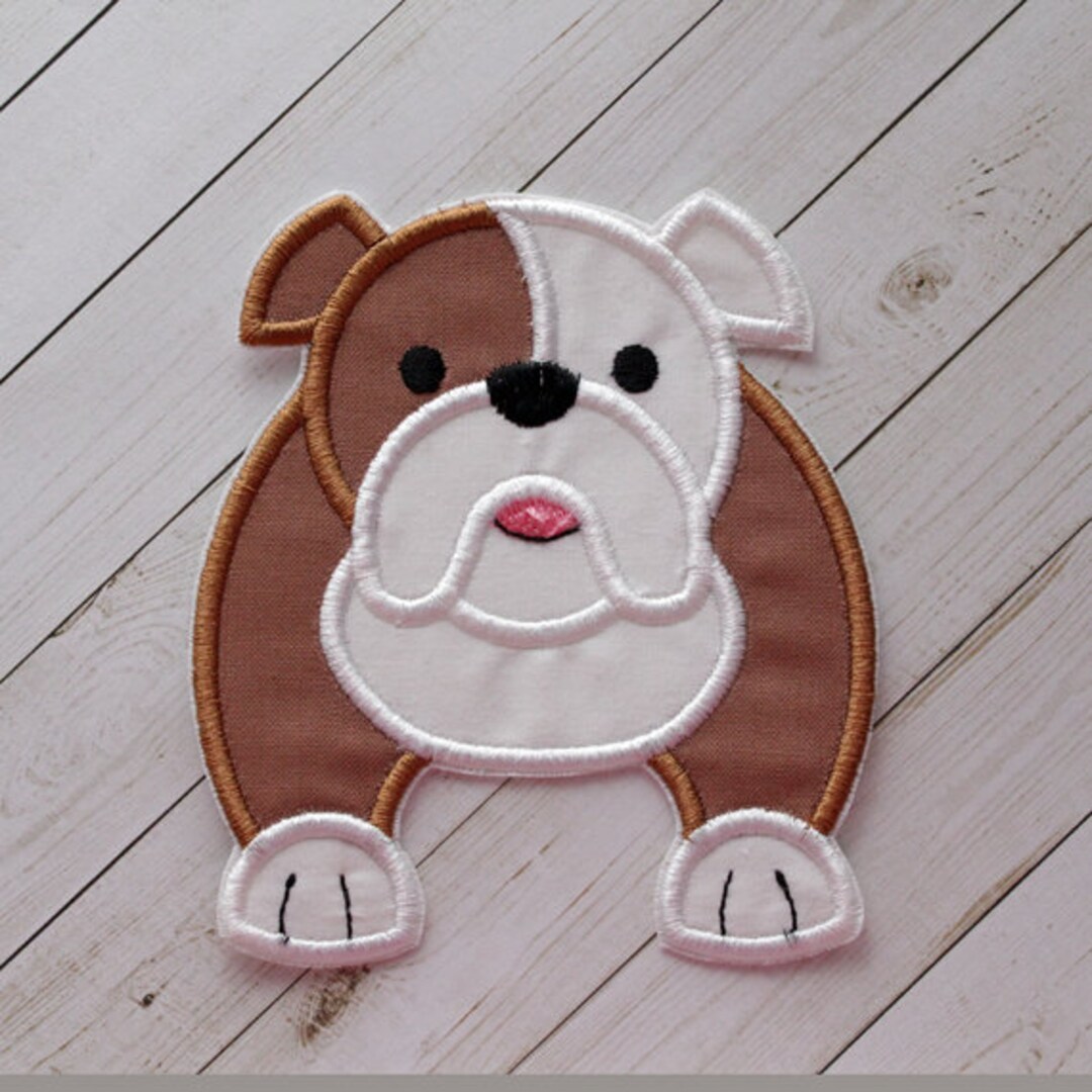 Bull Dog Patch, Bull Dog Iron On, Bull Dog Applique, Dog Patch, Dog ...