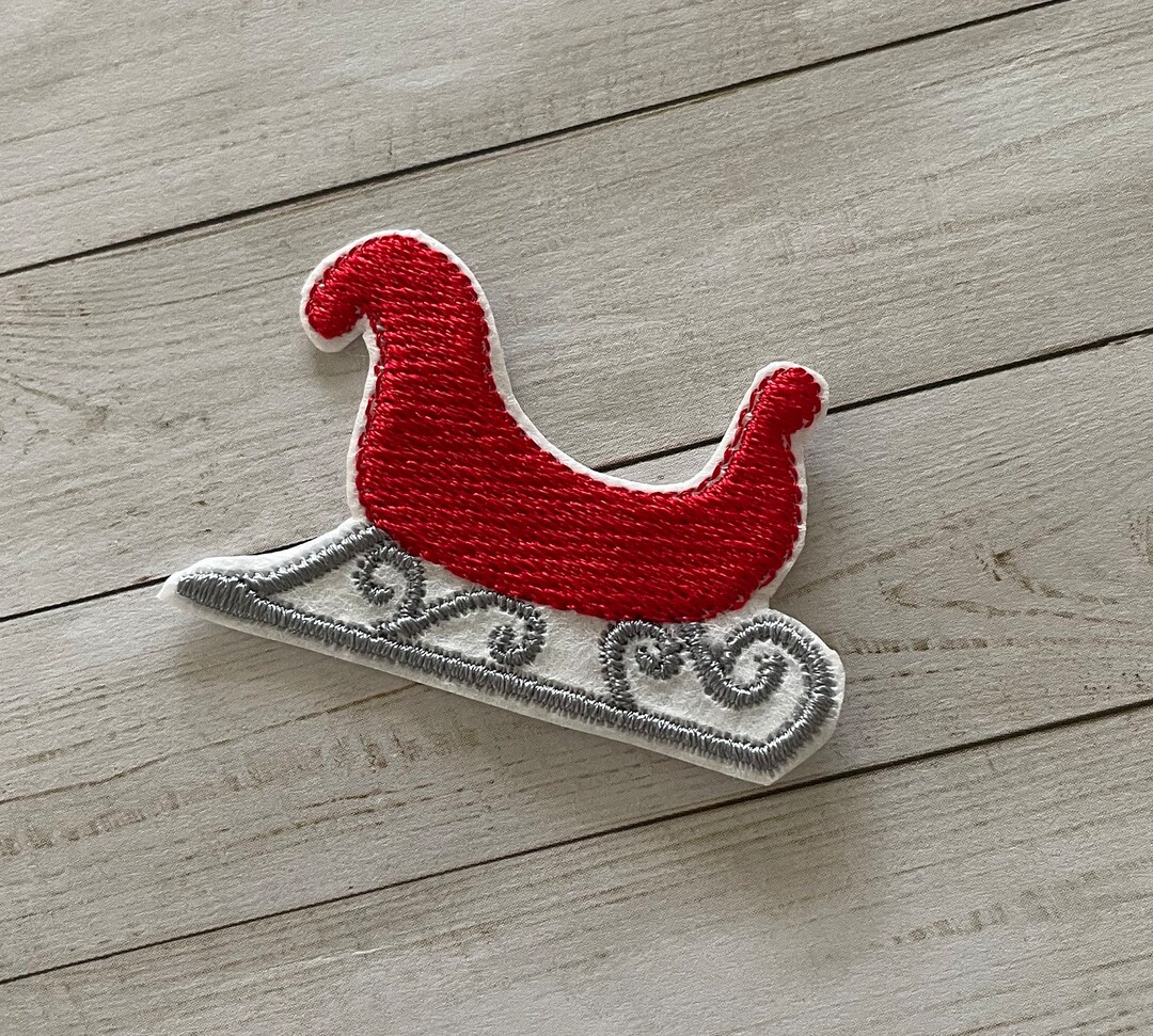 Christmas Sled Iron on Patch, Sleigh Applique Patch, Christmas ...