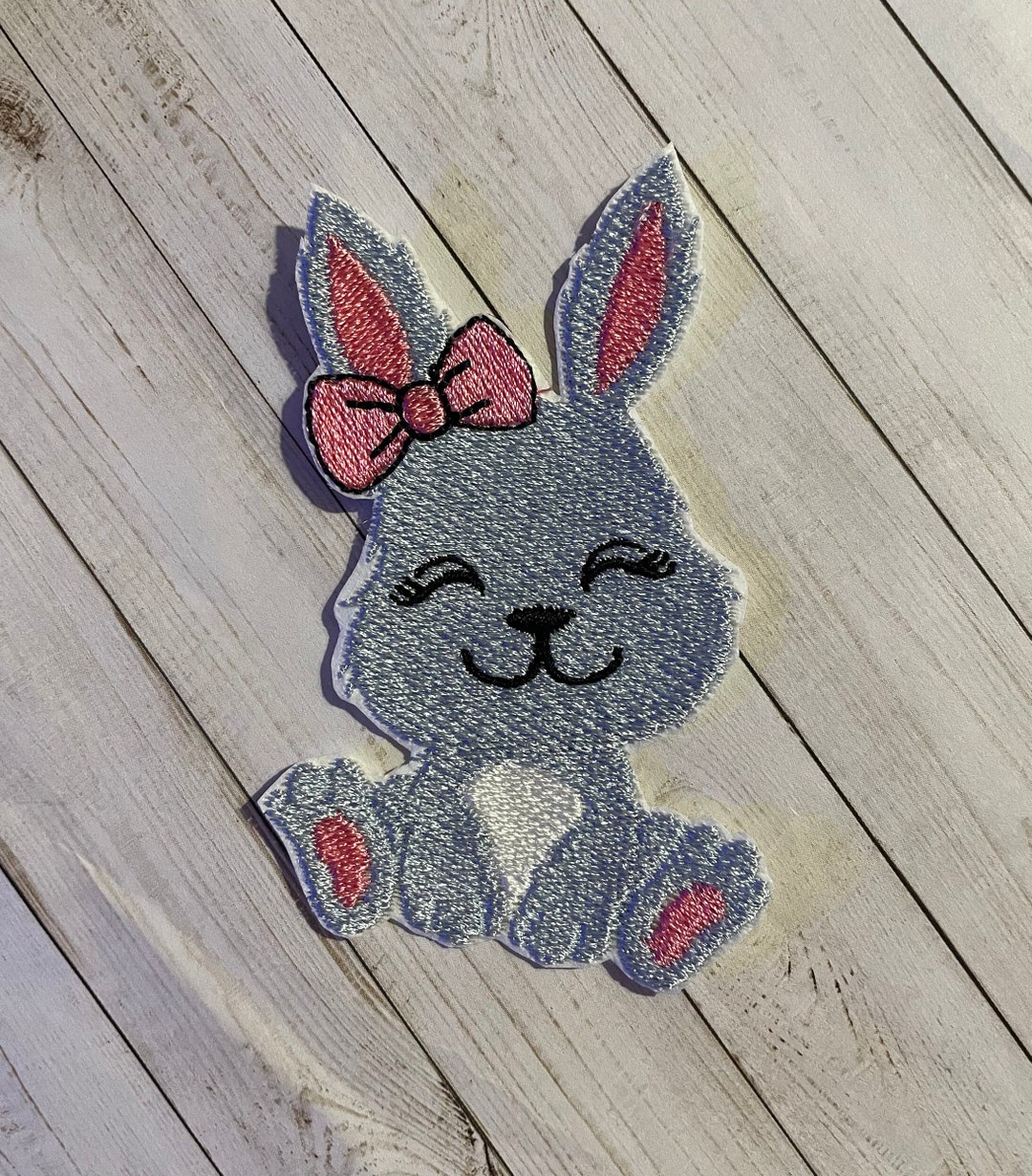 Bunny Girl Iron on Patch, Bunny Embroidery, Applique Patch, Rabbit ...