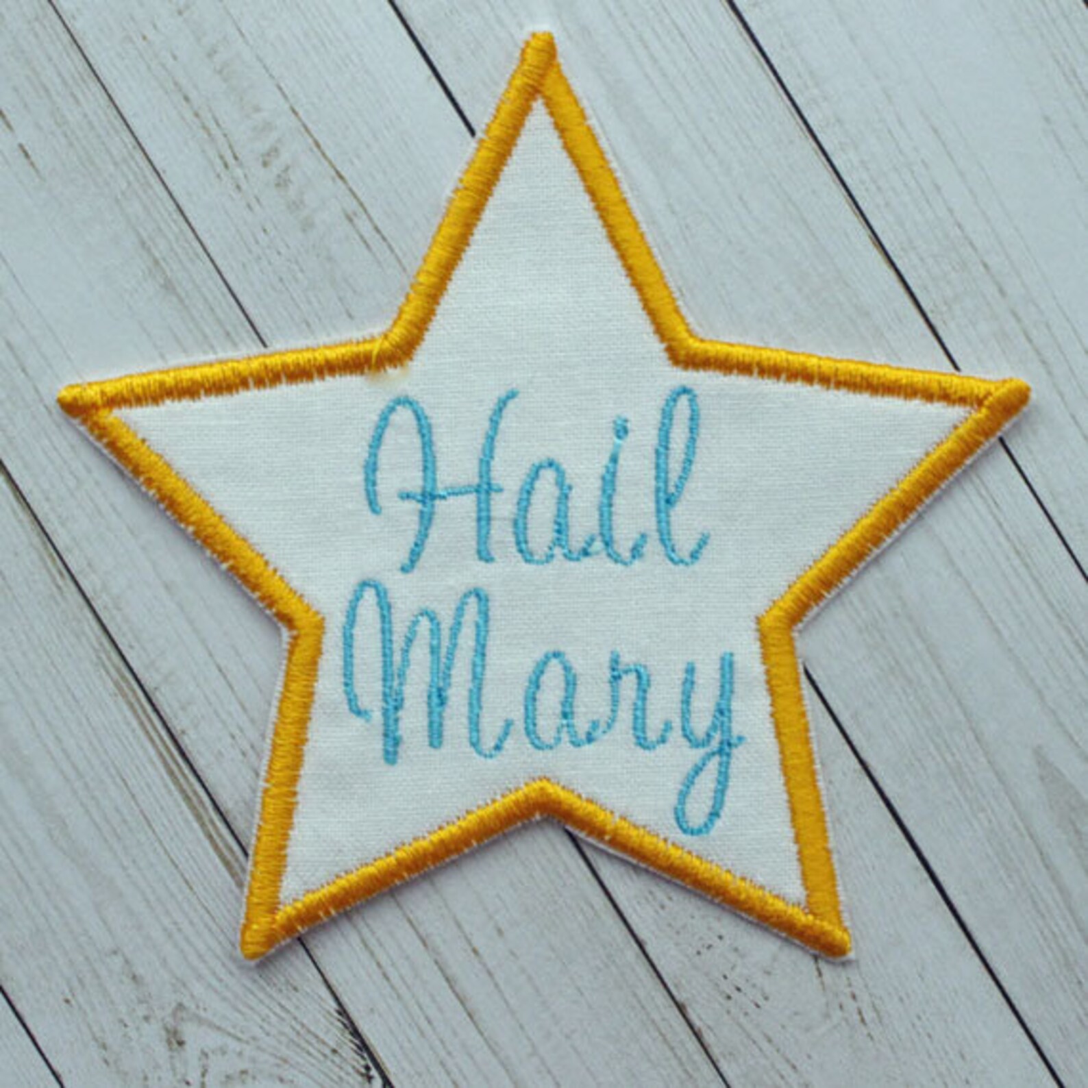 Catholic Patch Hail Mary Star Embroidered Iron on Patch Mother - Etsy
