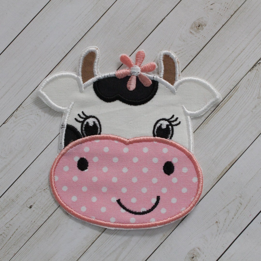 Cow Face Iron on Patch, Embroidered Cow Face, Fabric Patch, Cow Head ...