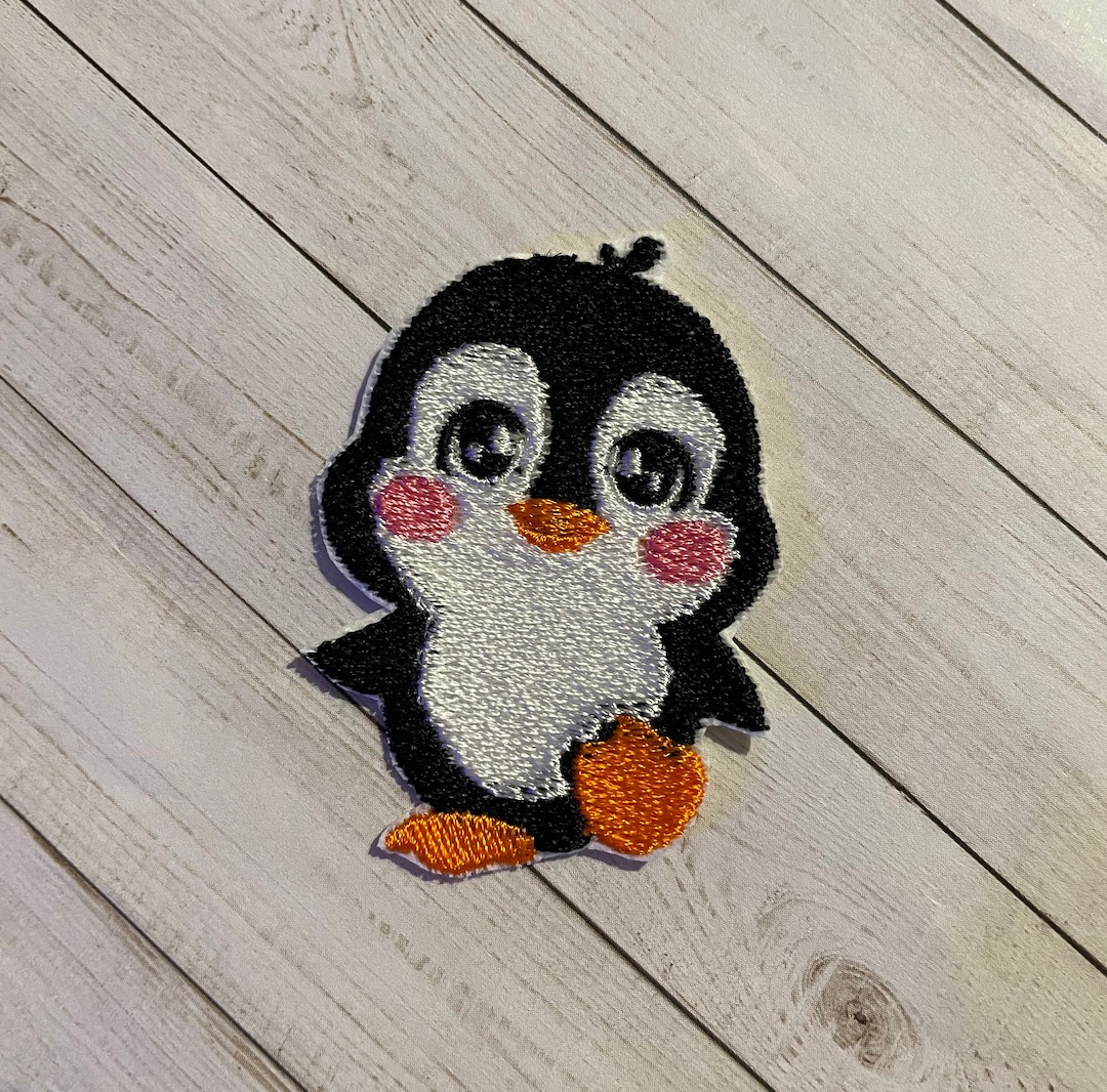Baby Penguin Iron on Patch, Penguin Embroidery, Applique Patch, Embroidered Baby Penguin, Iron ...