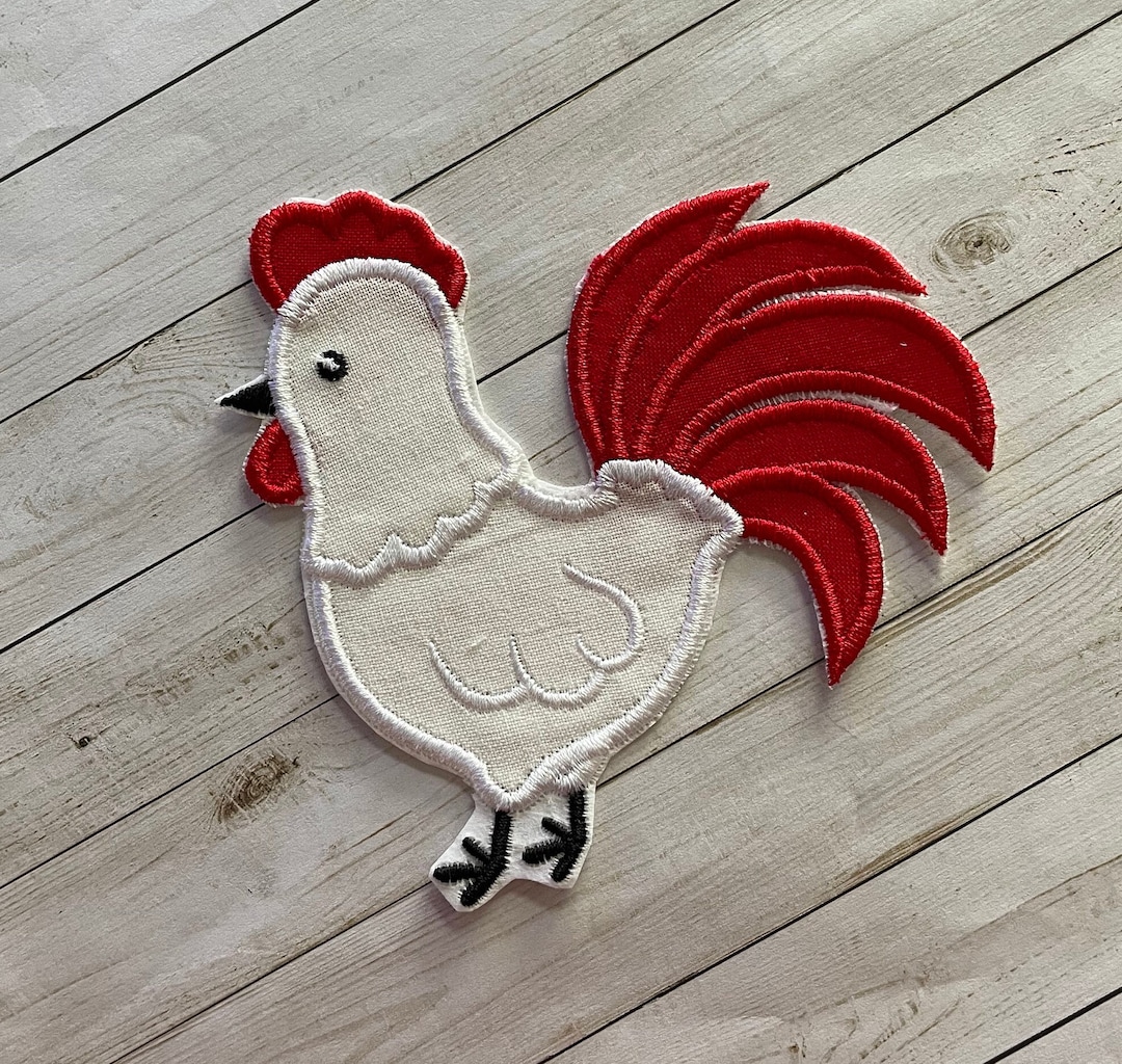 Rooster Patch, Rooster Applique, Embroidered Rooster, Farm Animal, Iron ...