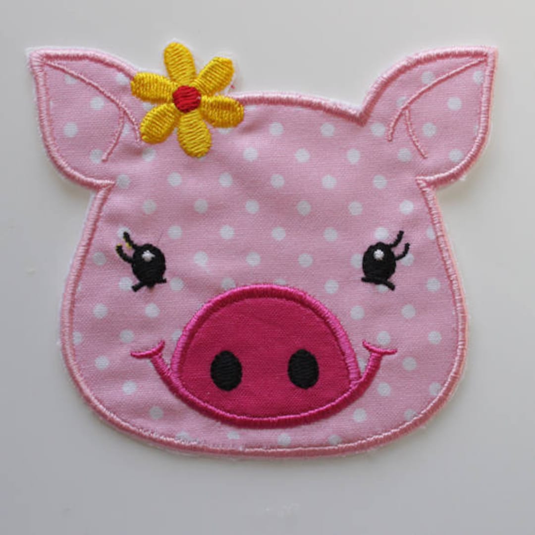 Pig Patch, Pig Applique, Iron on Patch, Girl Pig Patch, Pink Pig Patch ...