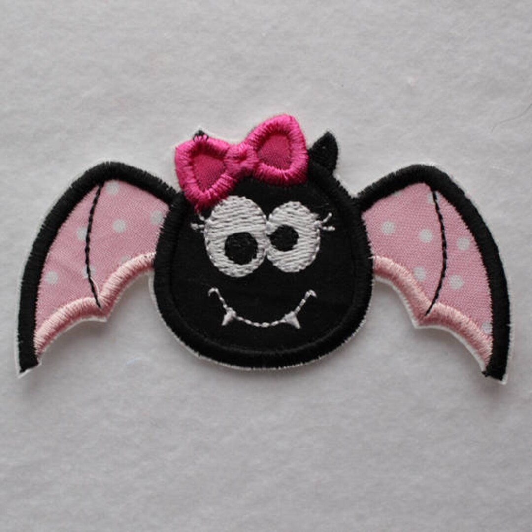 Bat Iron on Patch, Girl Bat Patch, Halloween Patch, Bat Embroidered ...