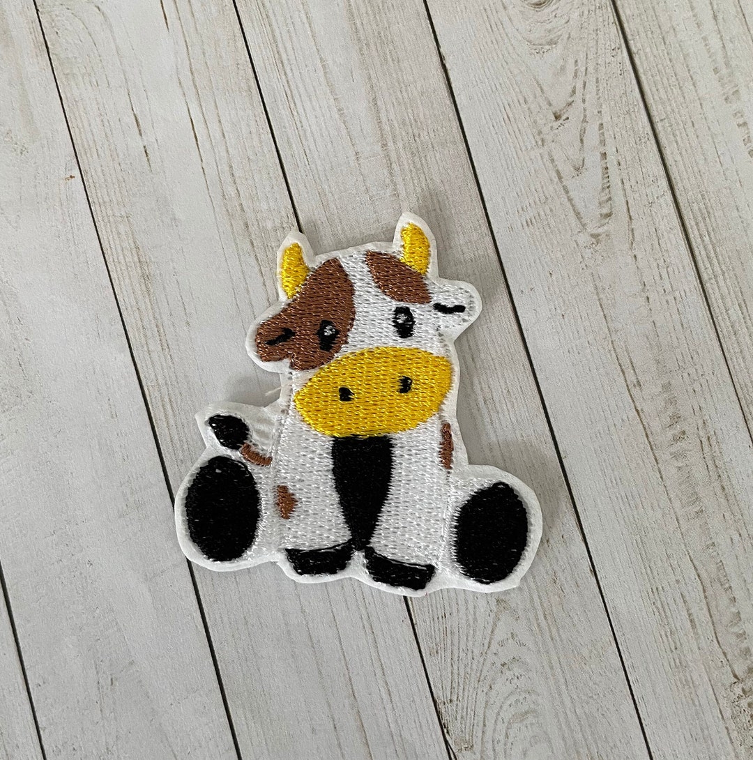 Small Cow Patch, 2 Inch Cow Applique, Embroidered Cow, Iron on Patch ...