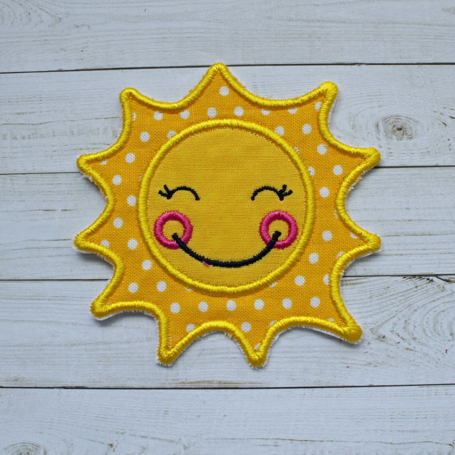 Happy Sun Embroidered Iron on Patch Applique - Etsy