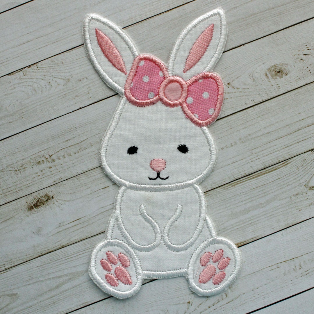 Bunny Patch, Easter Bunny Applique, Embroidered Bunny Girl, Iron on ...