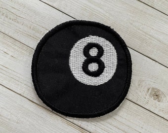 FLAMING EIGHT BALL Patch Iron-on Embroidered Applique Billiards Pool ...