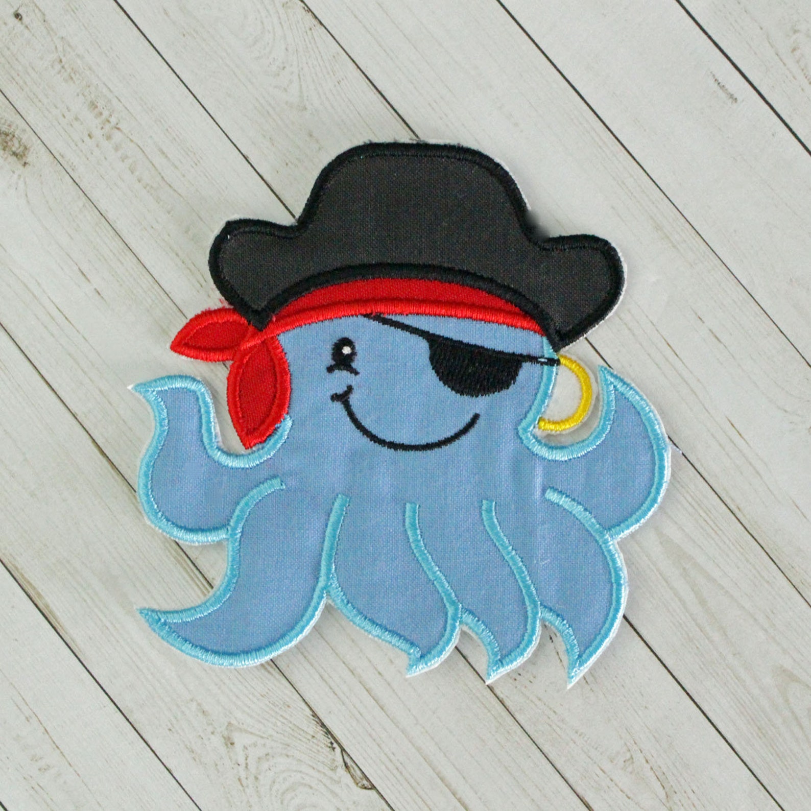 Pirate Octopus Patch Octopus Applique Octopus Embroidery - Etsy