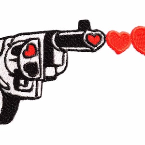 Big Embroidered Gun Patch, Love Gun Patch, Iron on Patch, Hearts Gun ...