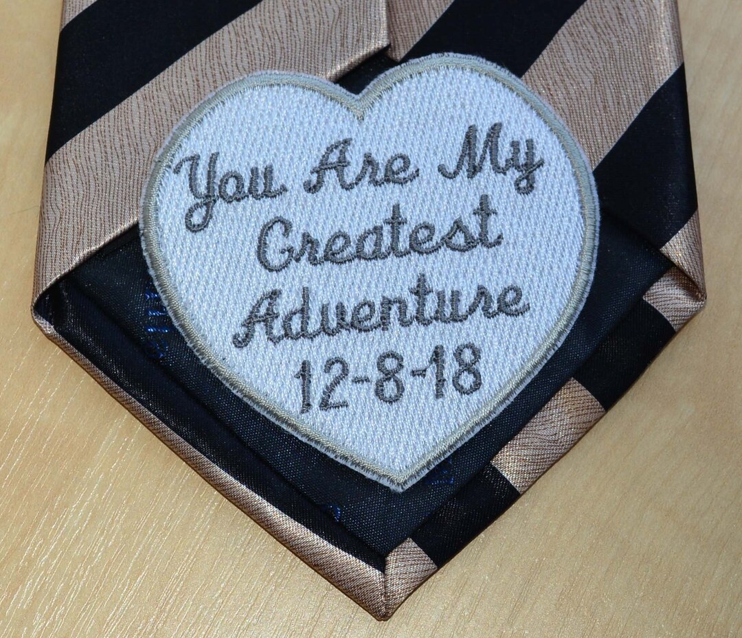 Custom Wedding Tie Embroidered Patch Groom Personalized Tie - Etsy