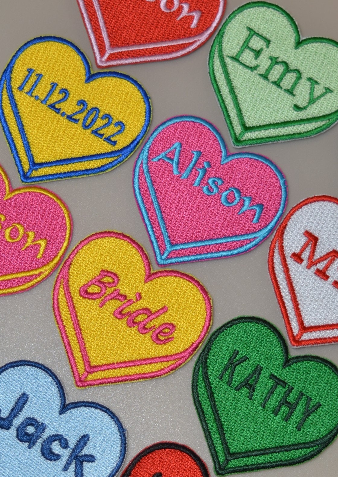 Custom Love Heart Embroidered Patch Custom Phrase Name Text - Etsy