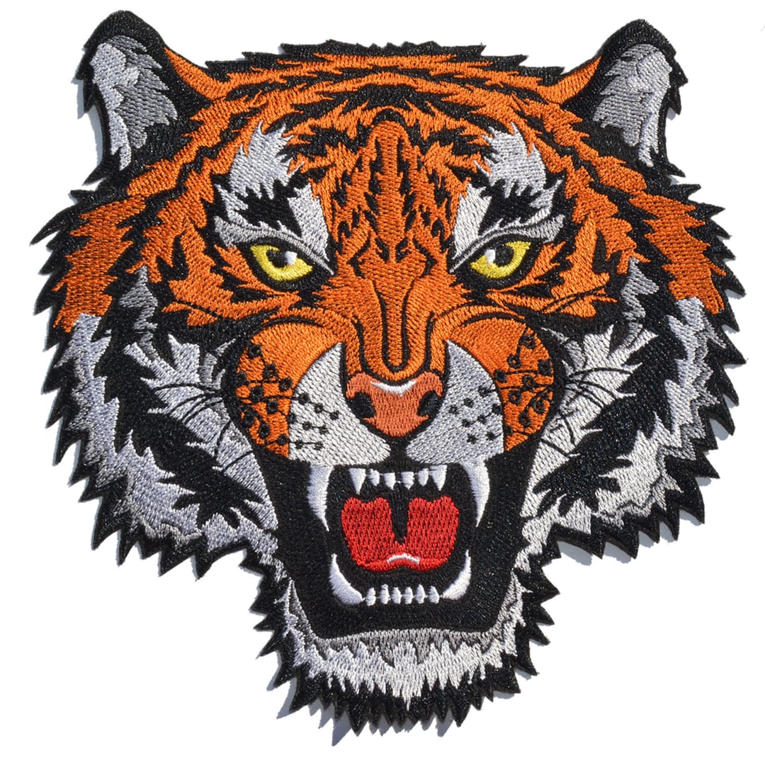 Tiger Embroidered Patch, Iron on Patch, Large Patch, Big Head Tiger ...