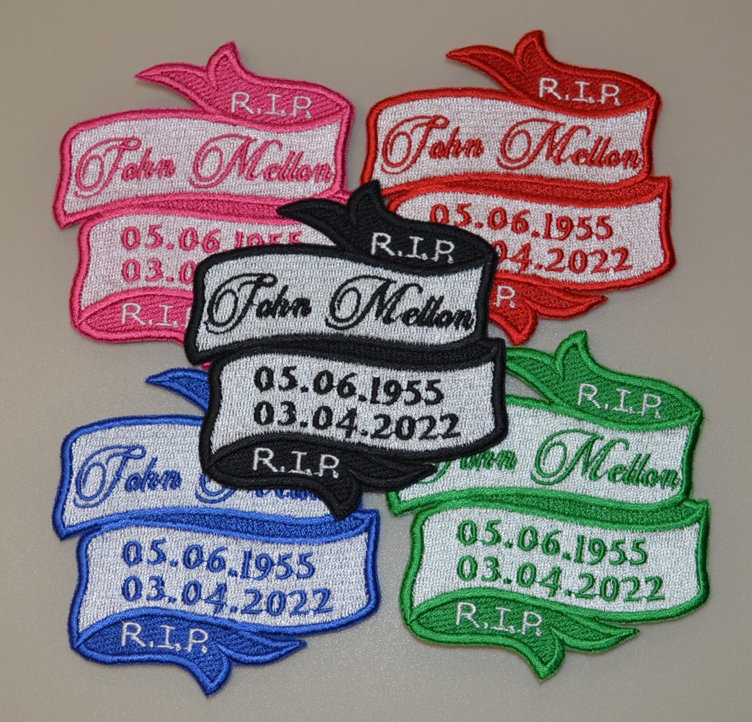Personalized Embroidered Memorial Patch, Ribbon Embroidered Memorial ...