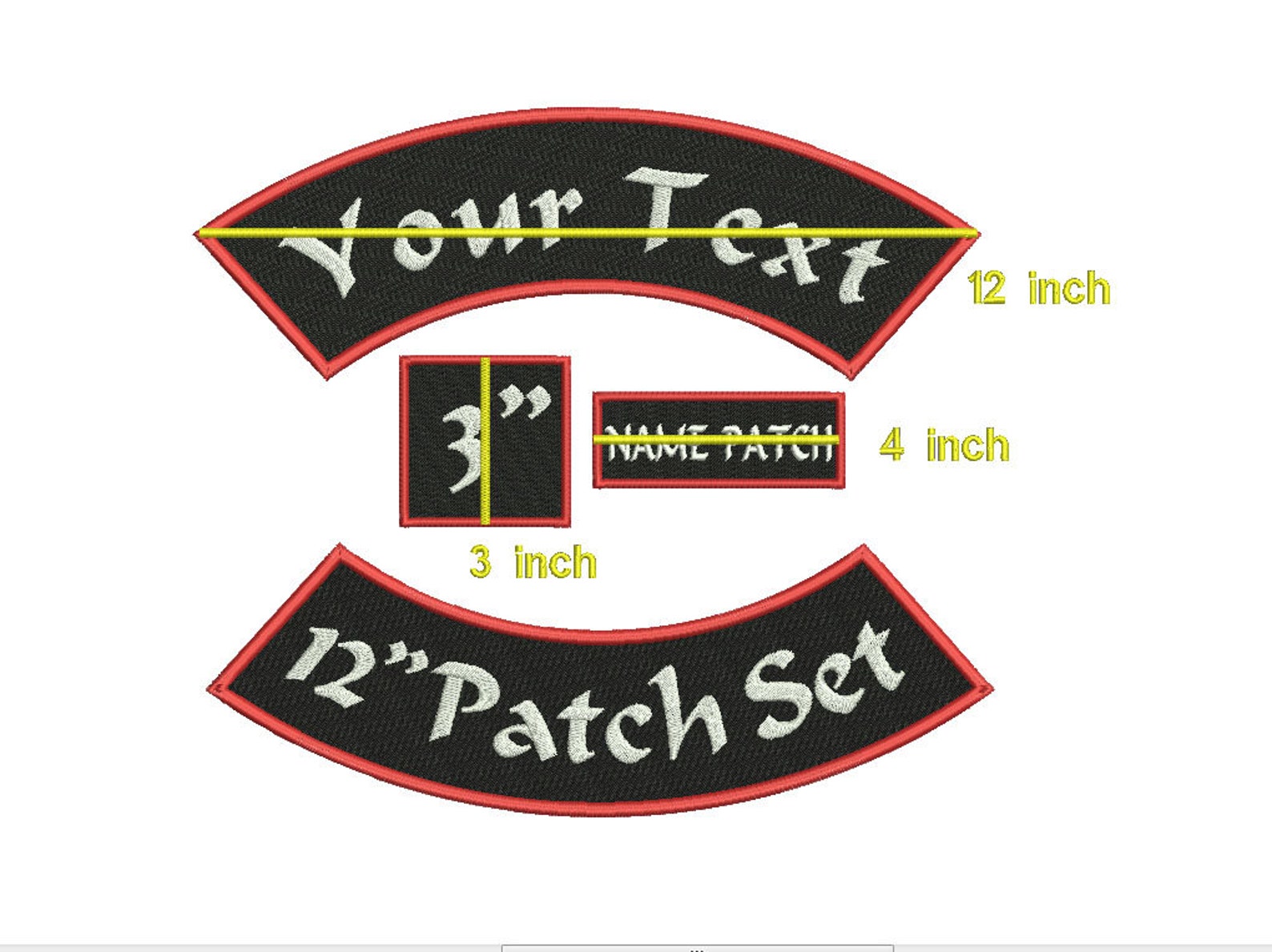 4 Pcs Custom Back Patches Set Motorcycle Embroidered Patches - Etsy