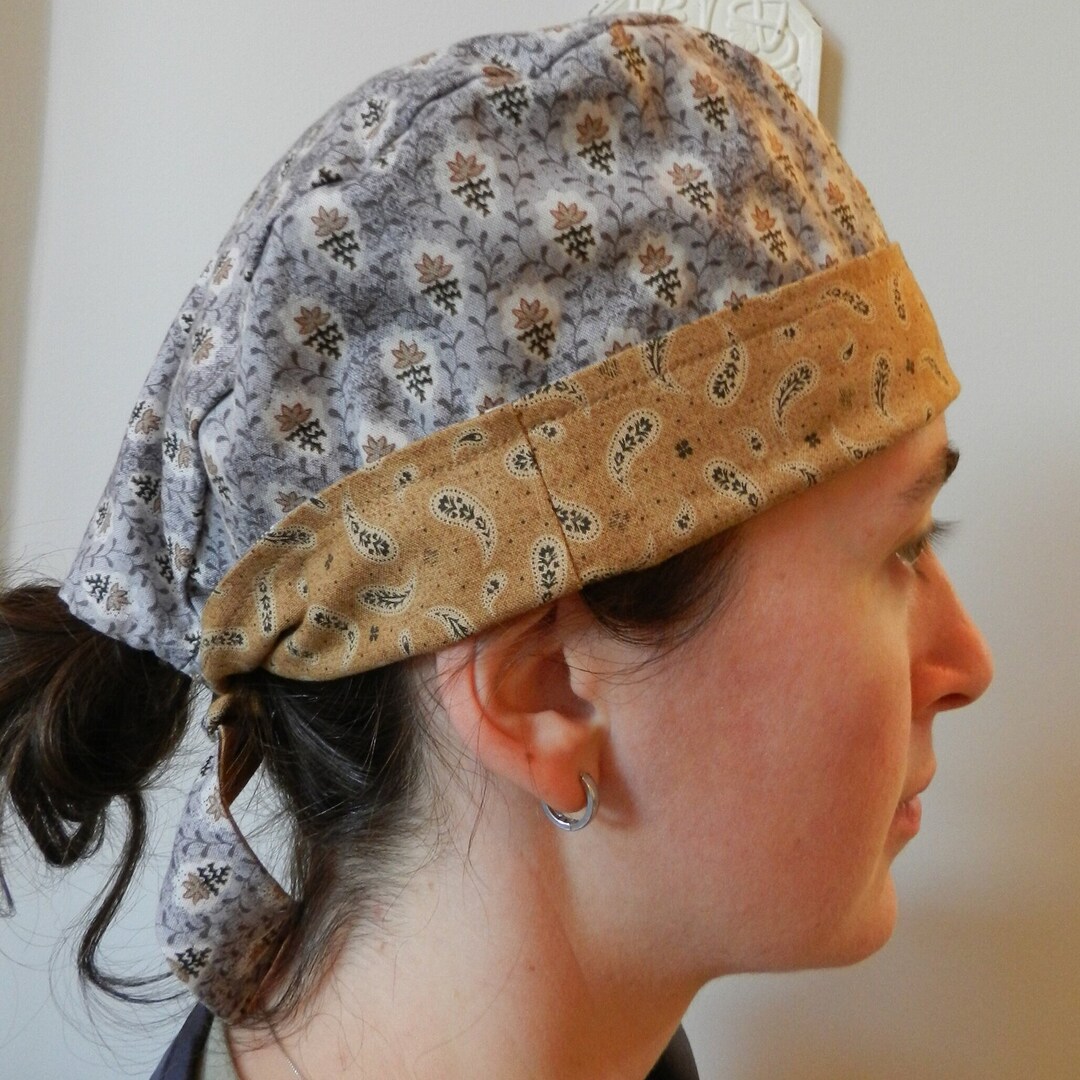 REVERSABLE Scrub Cap - Old Gold Bandana, Gray - Medical - Dental ...