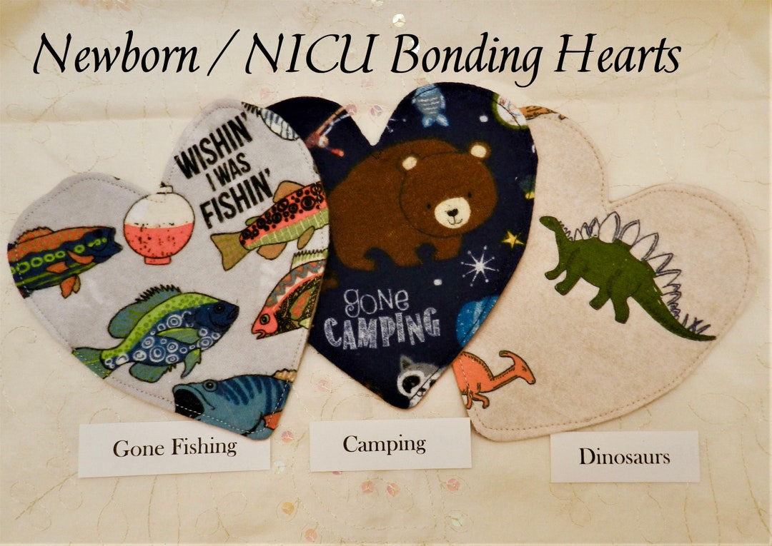 Newborn NICU Boy Bonding Heart, Mother's Scent (set of 2) Flannel ...