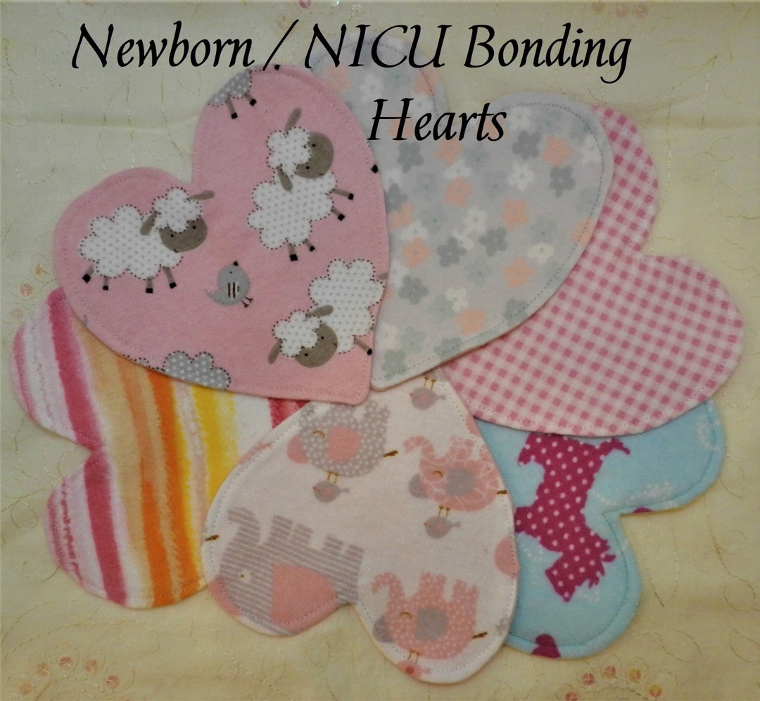 Newborn Girl NICU Bonding Heart, Mother's Scent (set of 2) Flannel ...