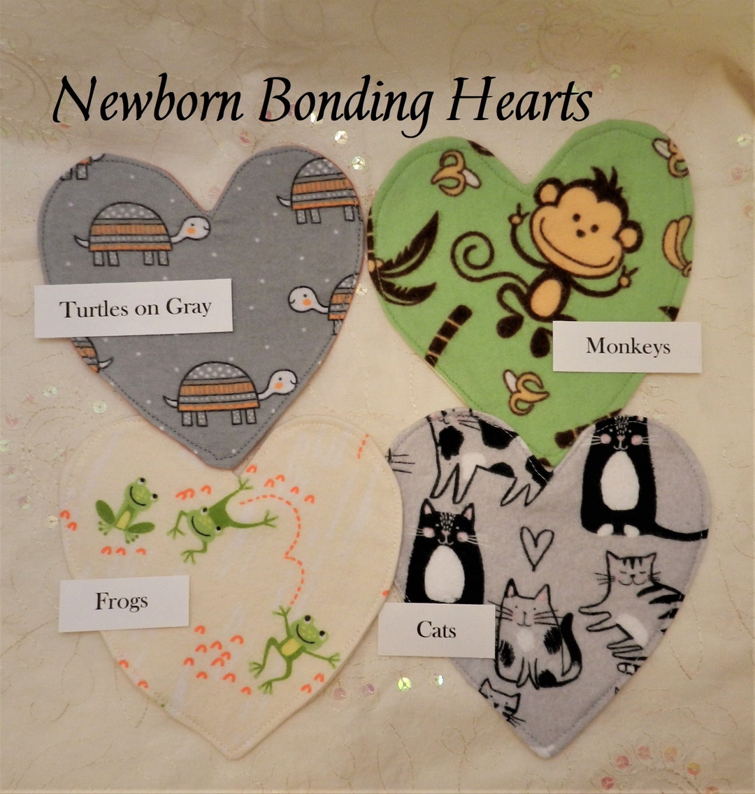 Newborn NICU Bonding Heart, Mother's Scent set of 2 Flannel Hearts ...