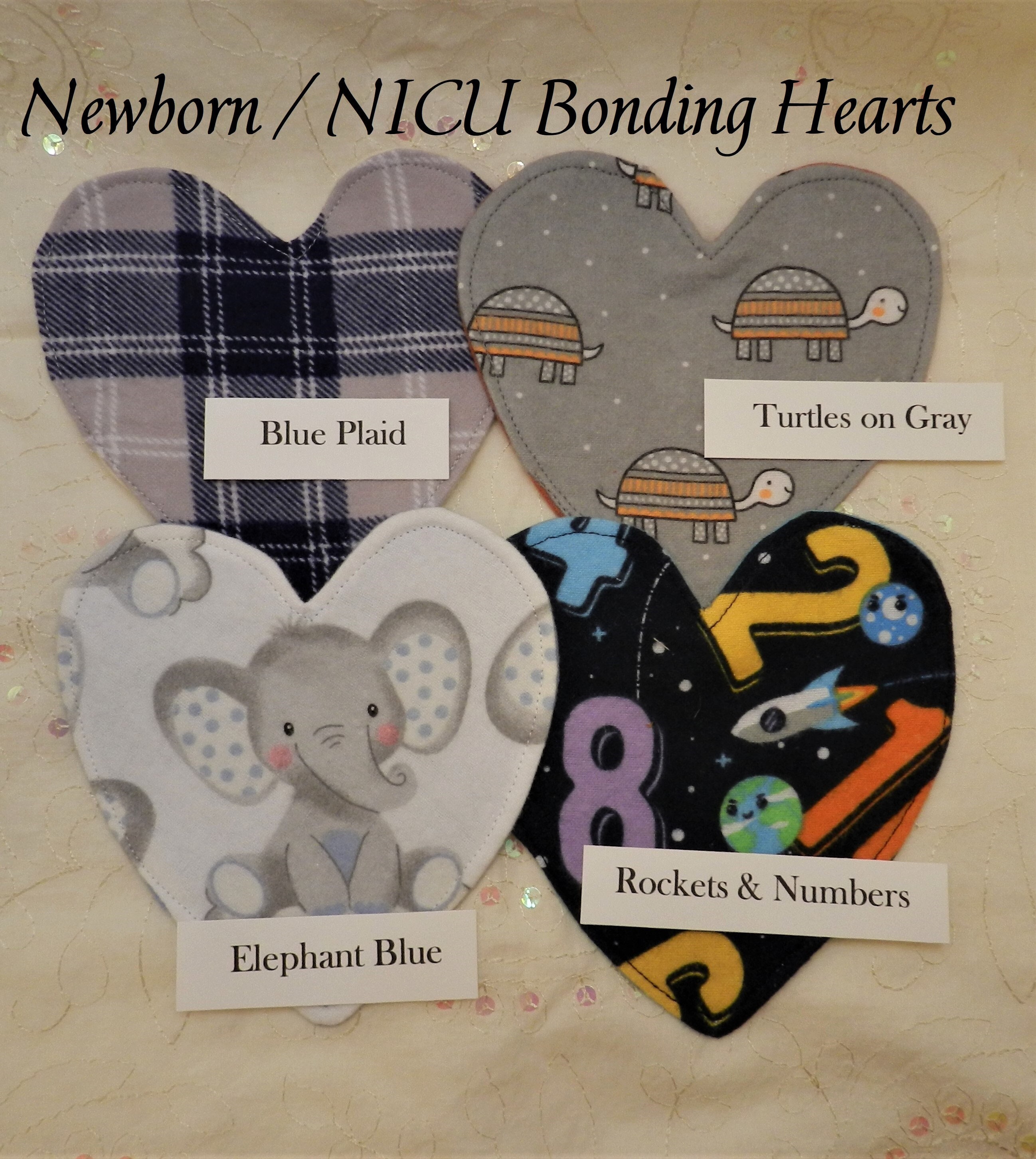 Newborn Boy NICU Bonding Heart, Mother's Scent set of 2 Flannel Hearts ...