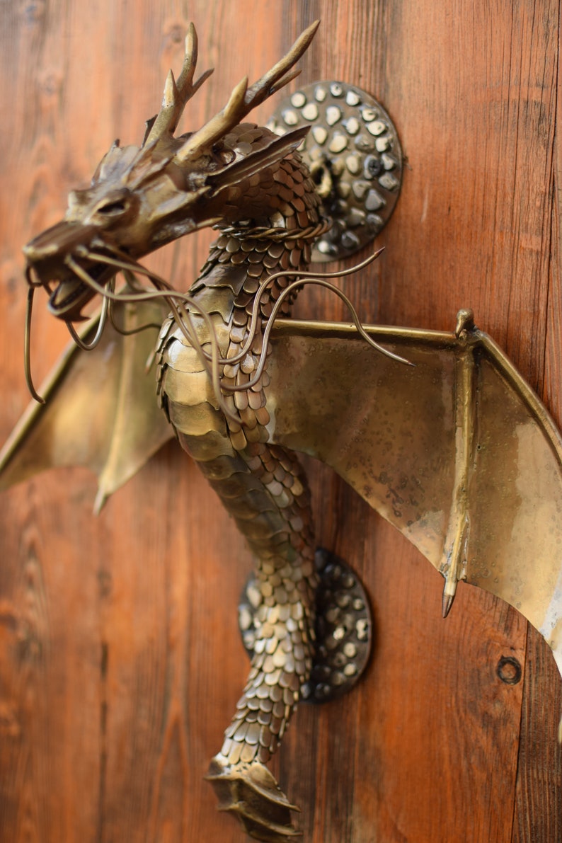 Dragon Door Knocker Metal Stainless Steel Lock Bell Decoration - Etsy