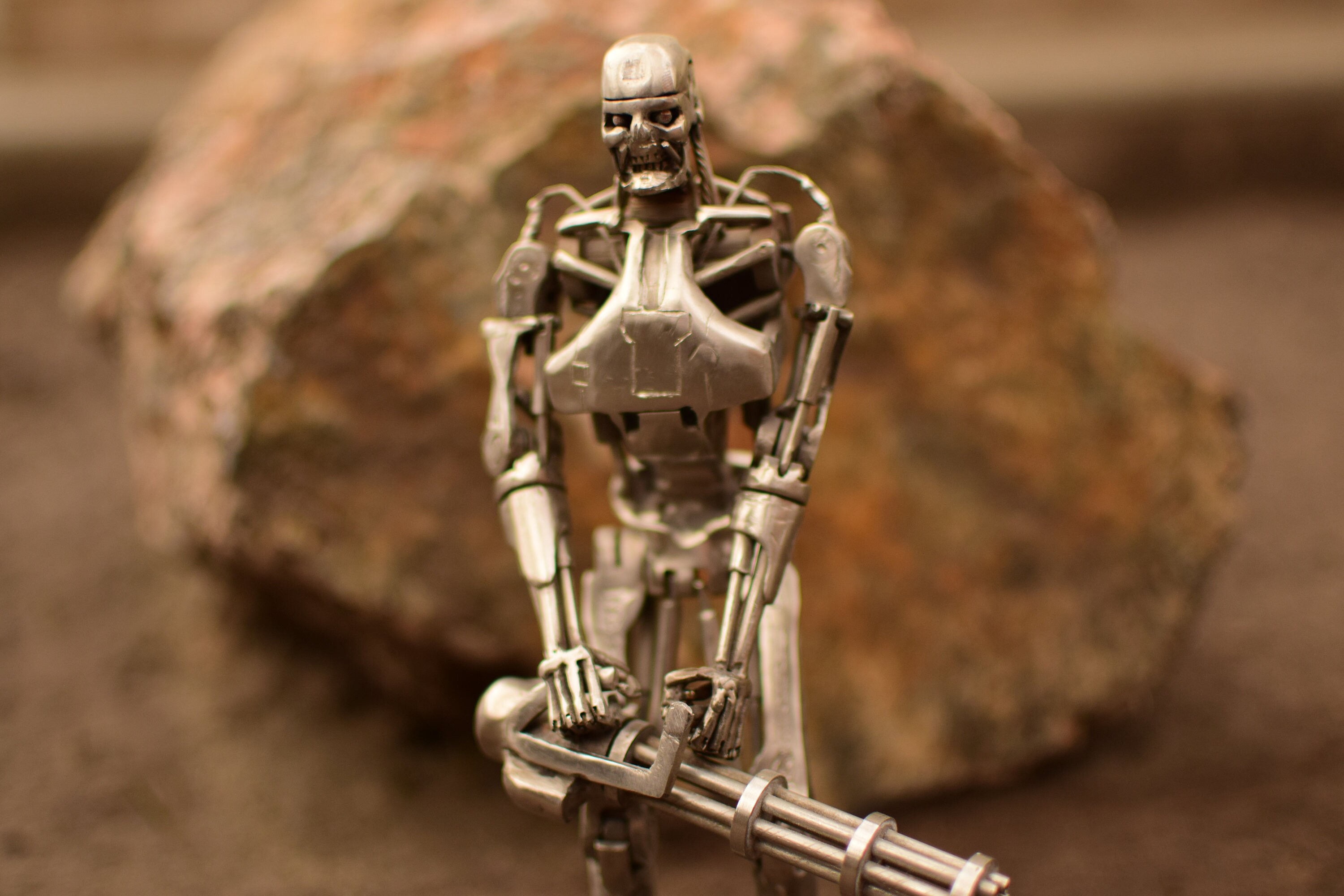 Terminator T-800 Arnold Schwarzenegger Robot Metal Sculpture Stainless ...