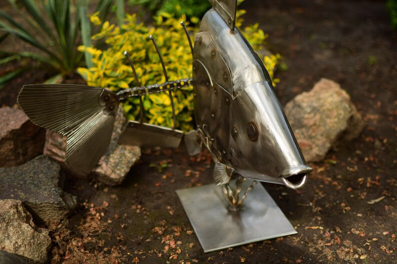 Skeleton Fish Stainless Steel Metal Sculpture Steampunk Half - Etsy