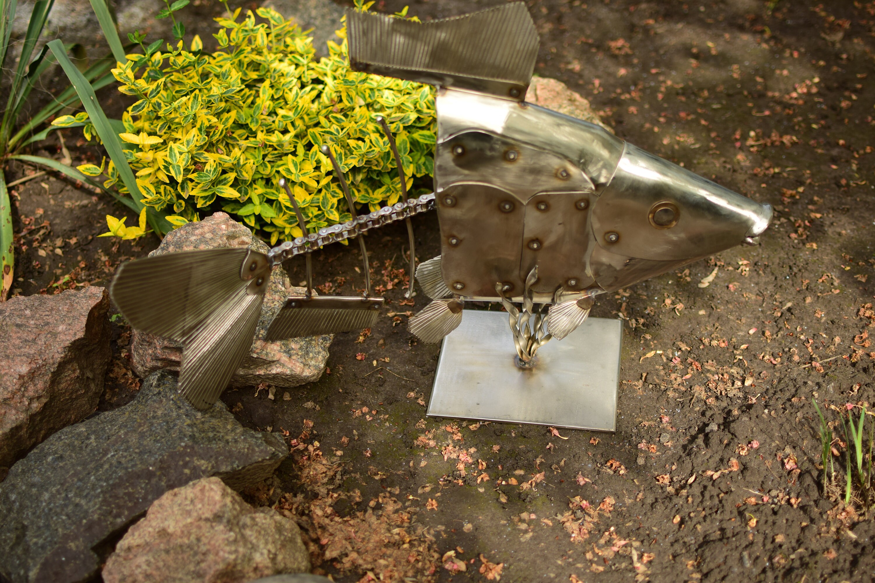 Skeleton Fish Stainless Steel Metal Sculpture Steampunk Half | Etsy