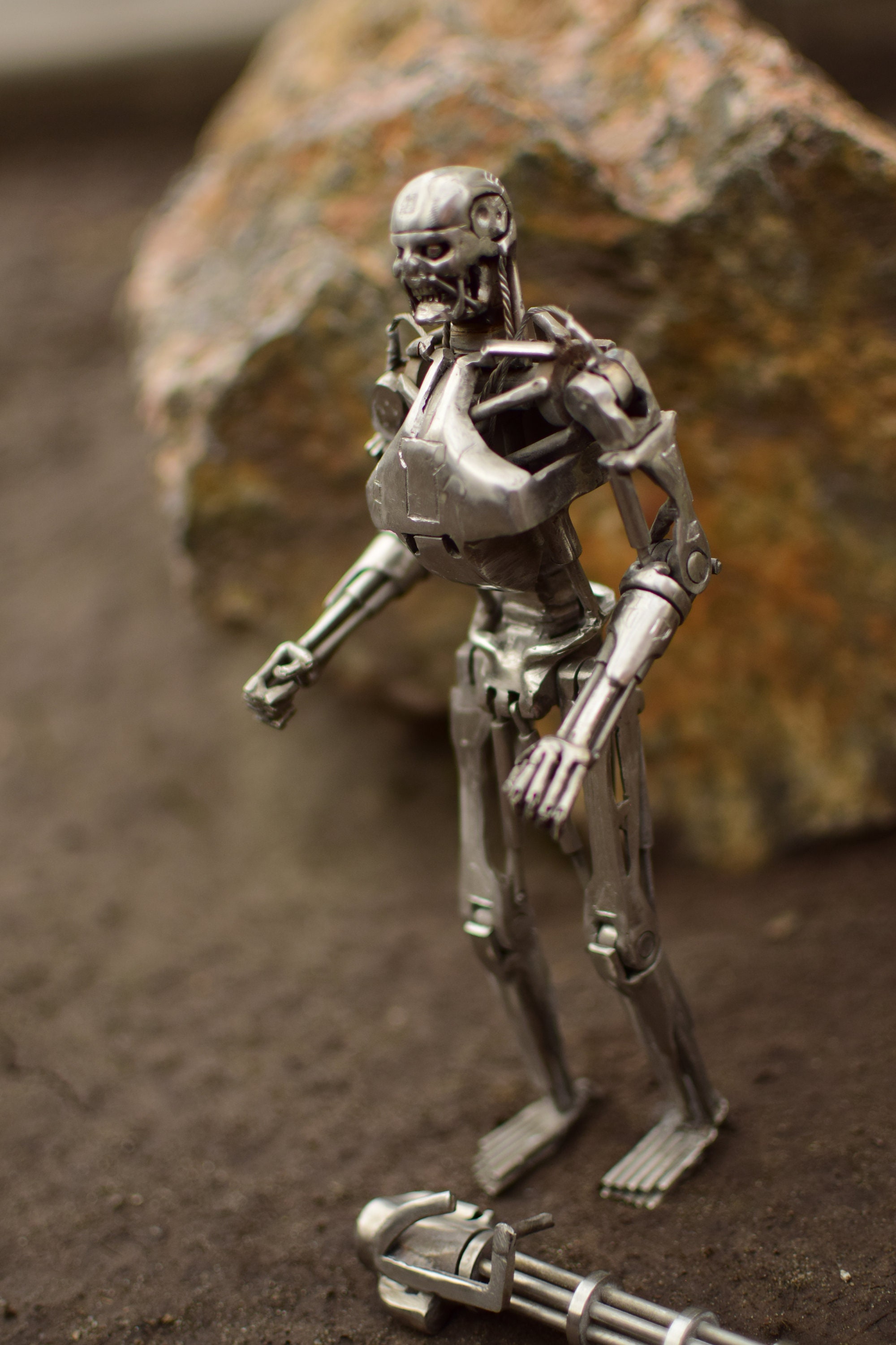 Terminator T-800 Arnold Schwarzenegger Robot Metal Sculpture Stainless ...