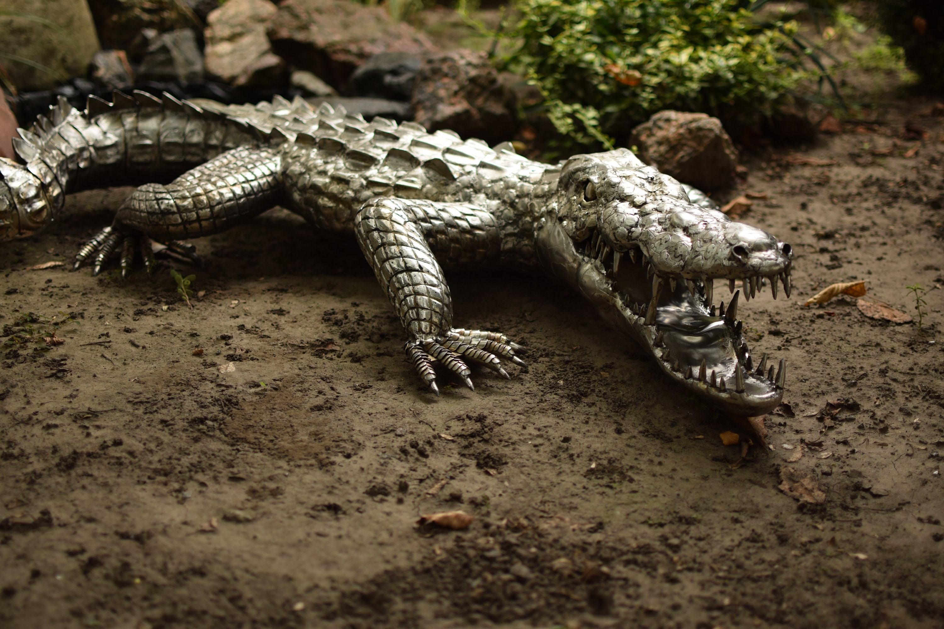 Crocodile Alligator Stainless Steel Metal Sculpture, Garden Reptile ...