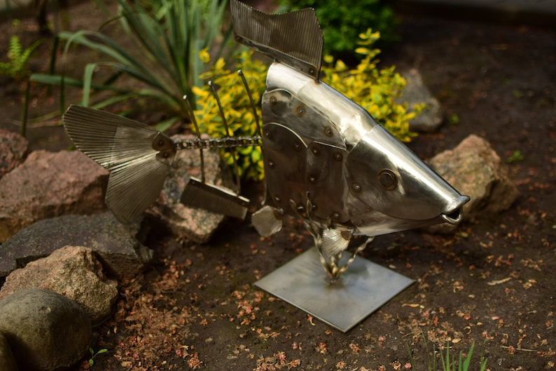 Skeleton Fish Stainless Steel Metal Sculpture Steampunk Half - Etsy