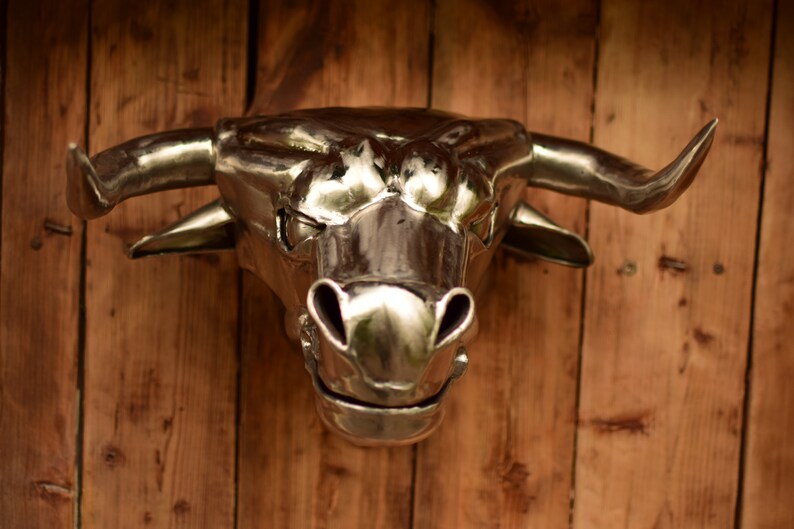 Bull Head Metal Sculpture Stainless Steel Handmade Model Cowboy Symbol ...