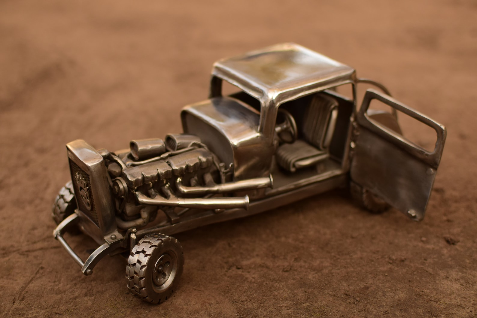 Car metal sculpture stainless steel Hot-Rod Steampunk from mad | Etsy