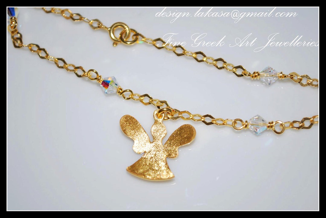 Angel Chain Bracelet Sterling Silver Gold Plated Fine Greek - Etsy