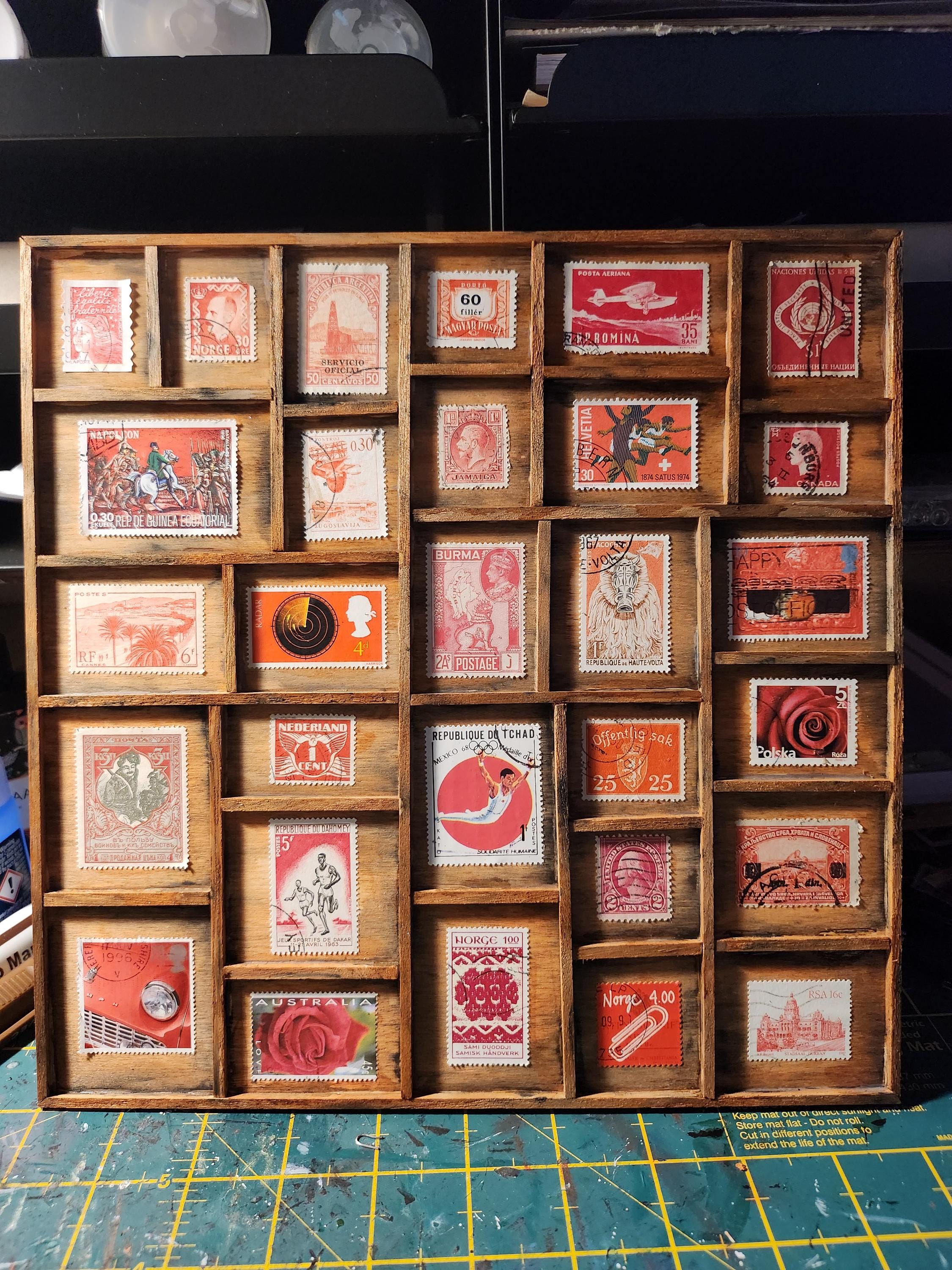 Hanging Red Stamps Curiosity Cabinet Tableau Collection Vintage - Etsy