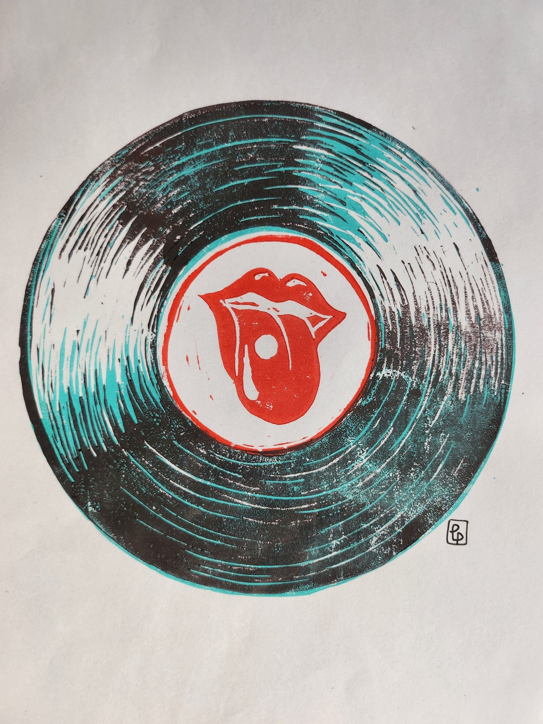 Rolling Stones | Music | Vynil Record Art | Handmade Linocut Print ...