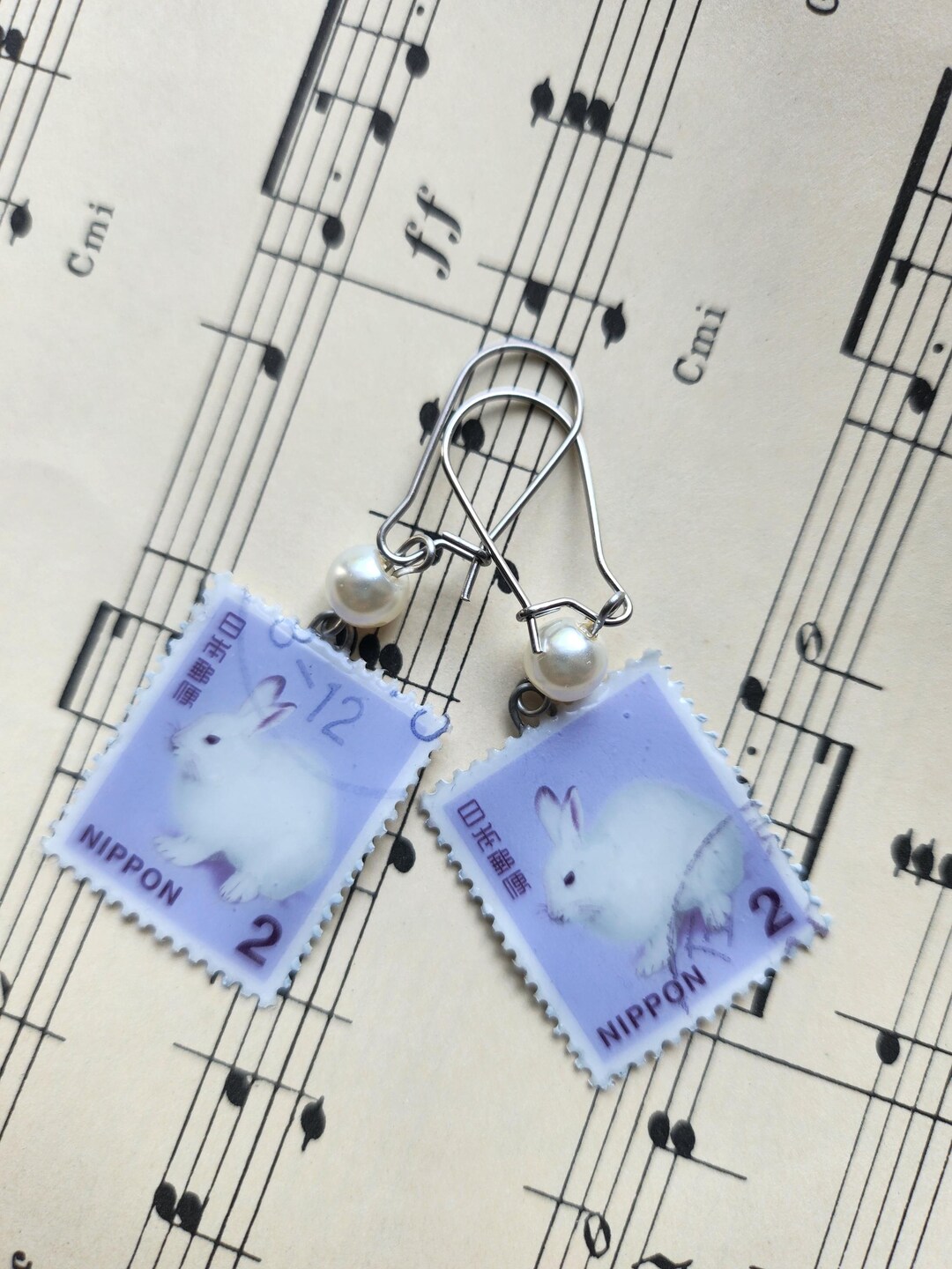 Nippon Bunny Rabbit Cute Japan Stamps Earrings Old Vintage Design - Etsy