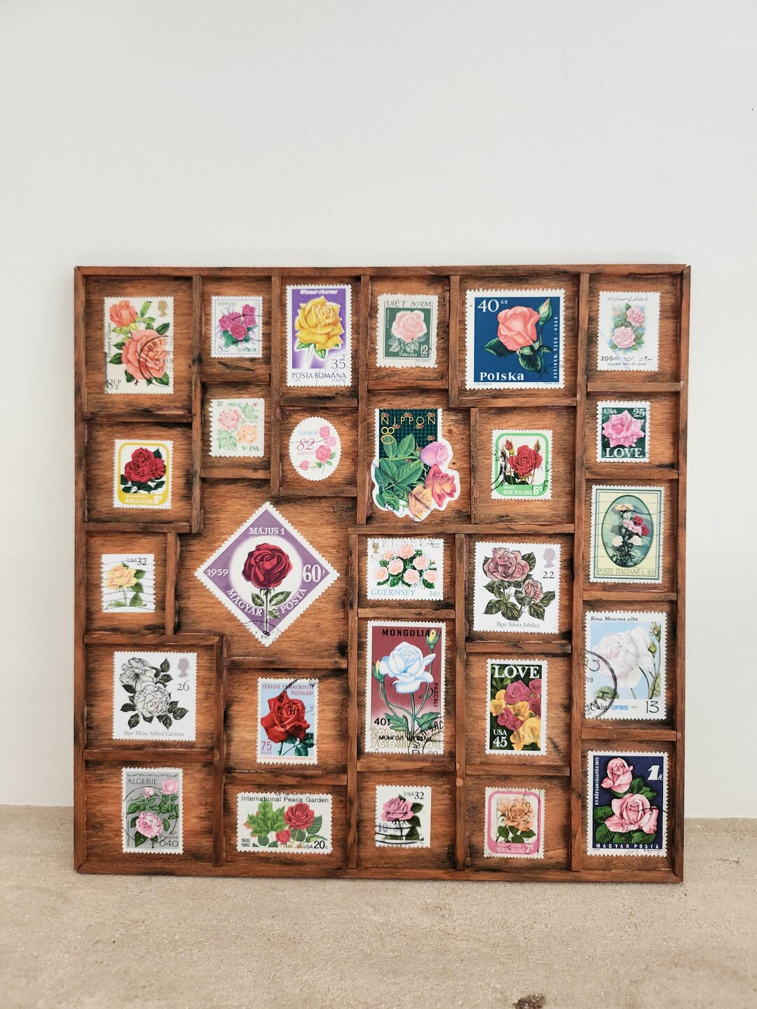 Hanging Rose Stamps Curiosity Cabinet Tableau Collection Vintage - Etsy