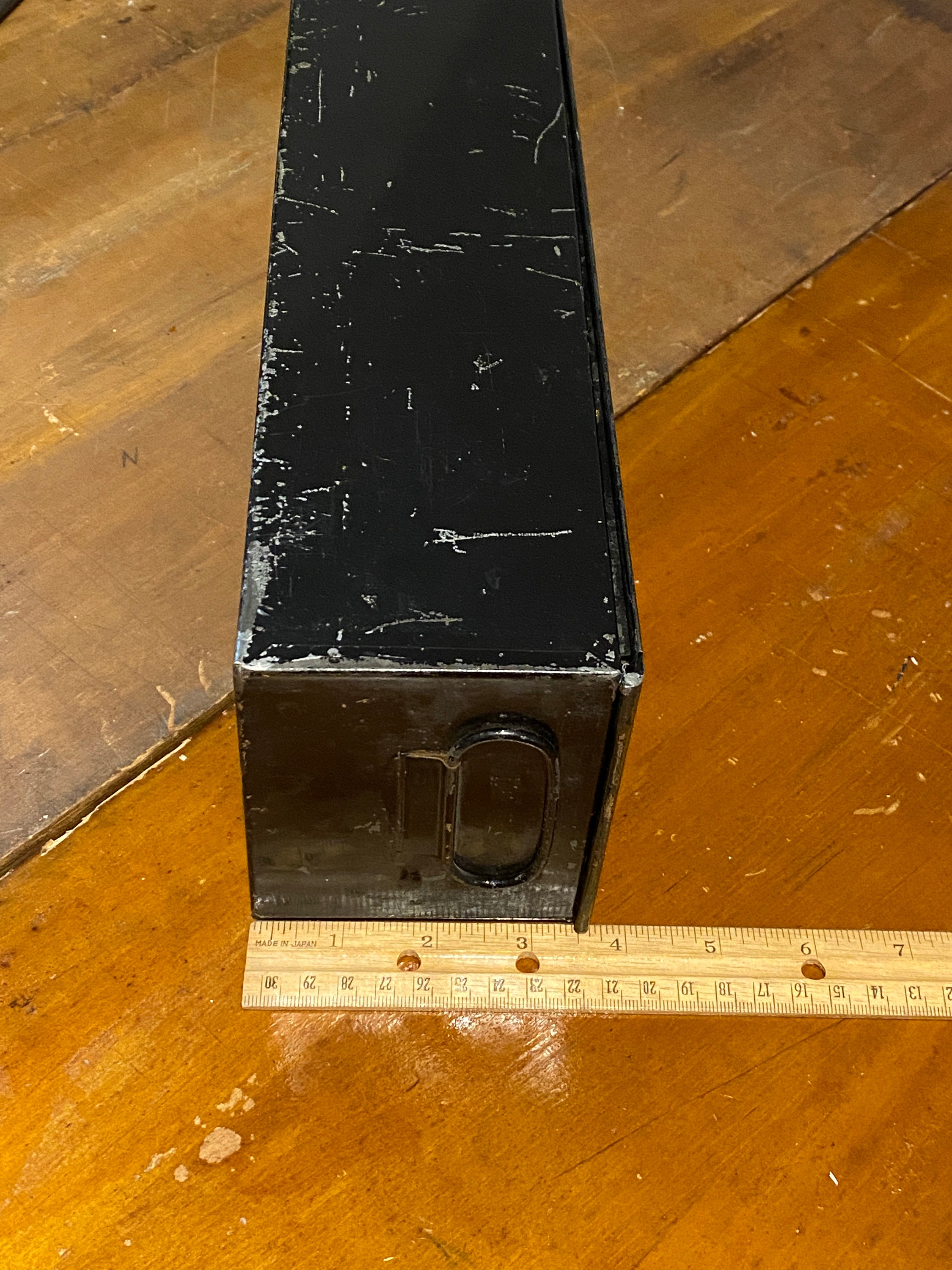Vintage Industrial Metal Safe Deposit Box | Long Industrial Bank Box ...