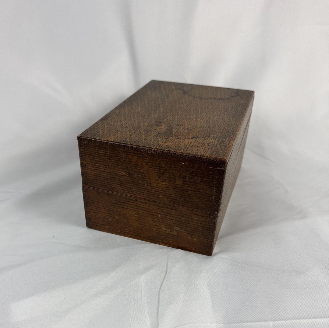 Vintage Wood File Box - Small File Storage | Vintage Library Catalog ...