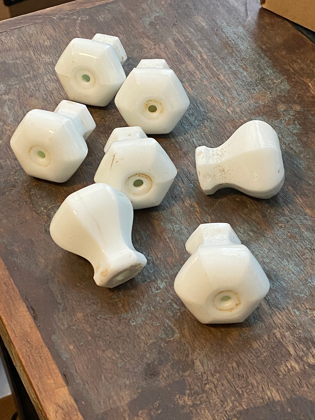 Antique White Porcelain Drawer Pulls, 7 Vintage Knobs Vintage Dresser Knobs Vintage Antique ...