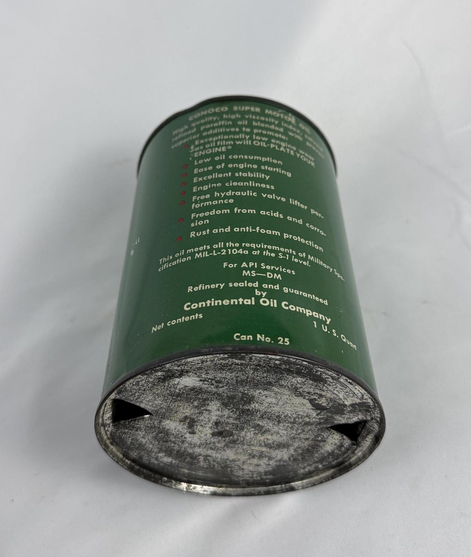 Vintage Conoco Heavy Duty SUPER Motor Oil Can | Continental Oil Company ...