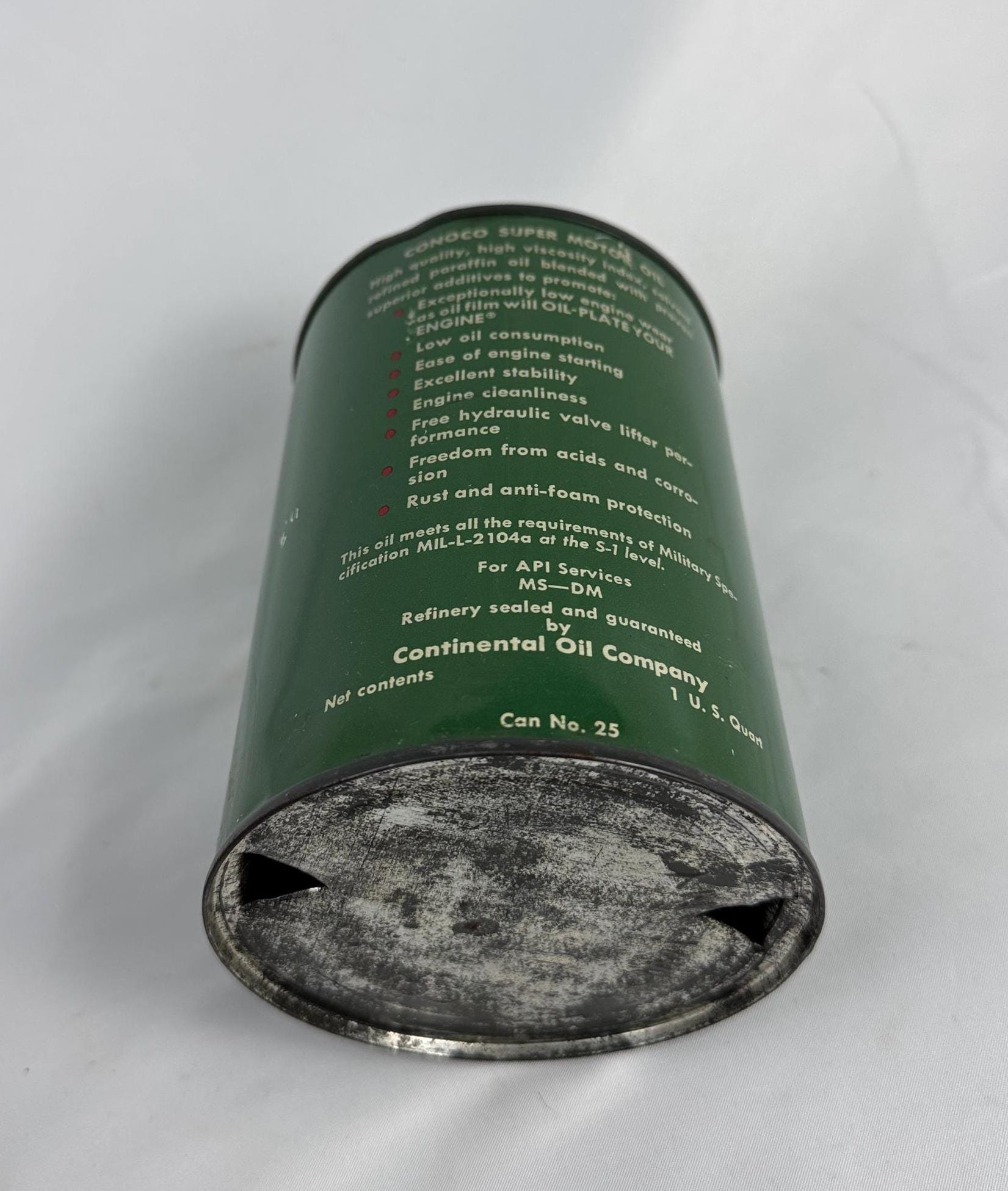 Vintage Conoco Heavy Duty SUPER Motor Oil Can | Continental Oil Company ...