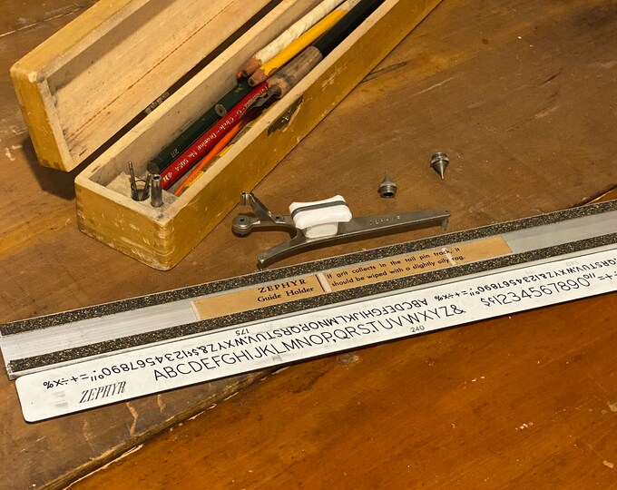 Vintage ZEPHYR Lettering Set | Vtg Original Drawing, Drafting, Design ...