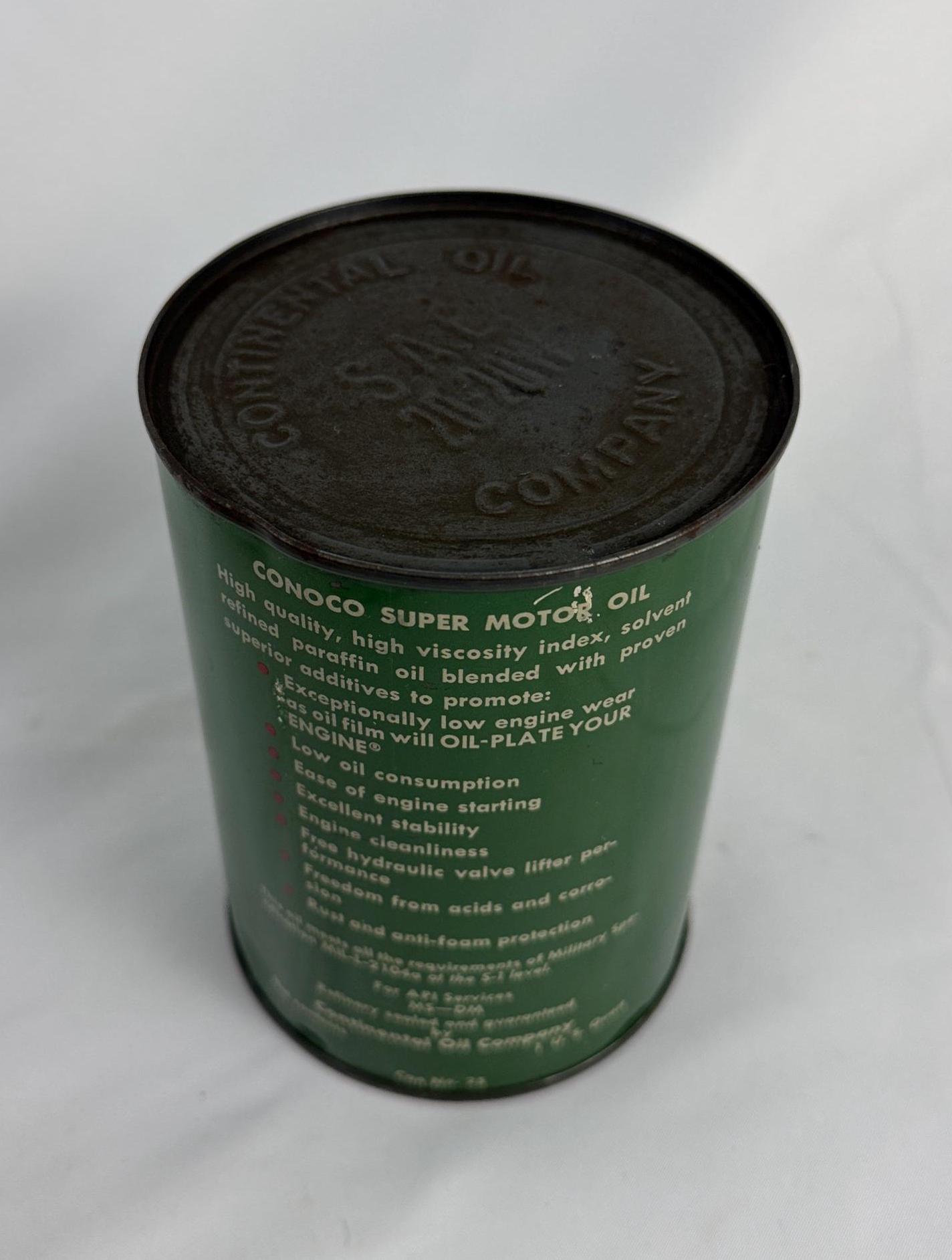 Vintage Conoco Heavy Duty SUPER Motor Oil Can | Continental Oil Company ...