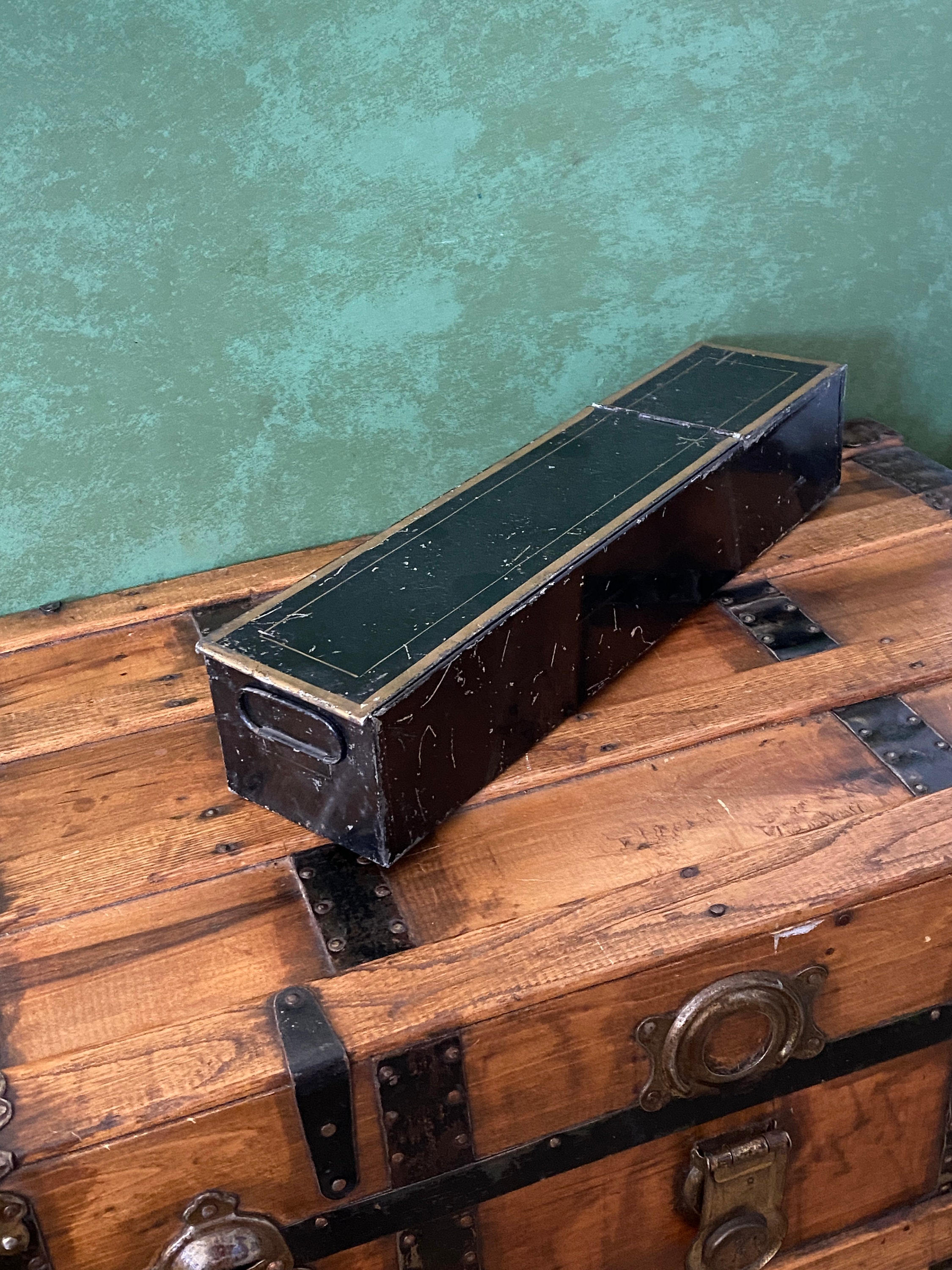 Vintage Industrial Metal Safe Deposit Box | Long Industrial Bank Box ...